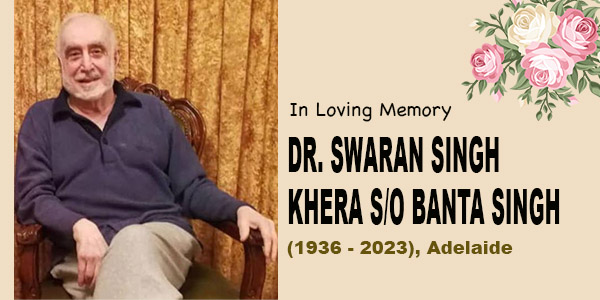 Dr.Swaran Singh Khera (1936 - 2023), Adelaide