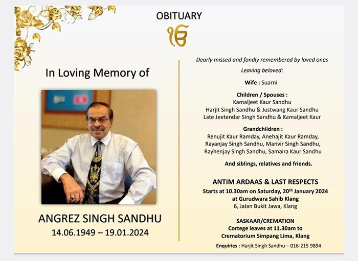 Angrez Singh Sandhu (1949 - 2024), Kuching, Sarawak