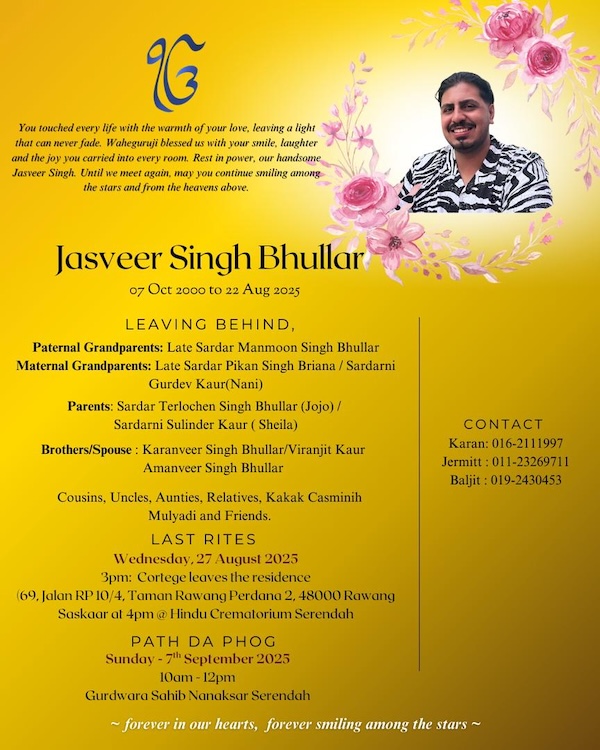 Jasveer Singh Bhullar (2000 - 2025), Rawang